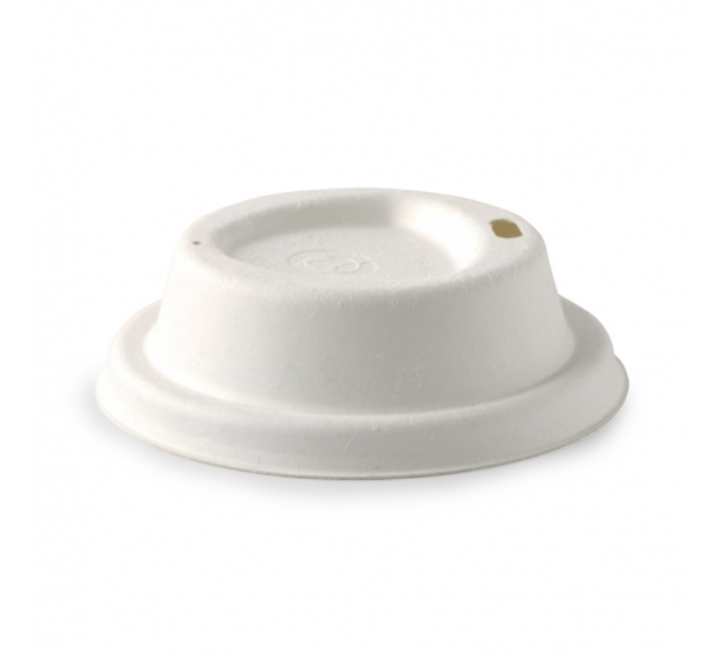 80mm Pulp Coffee Lids, White - BioPak - Shopping cart cafe supplies
